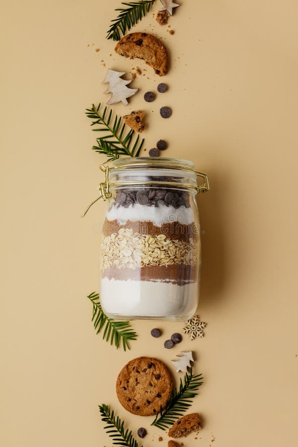 Chocolate Chips Cookie Mix in Glass Jar for Christmas Gift Stock Image ...
