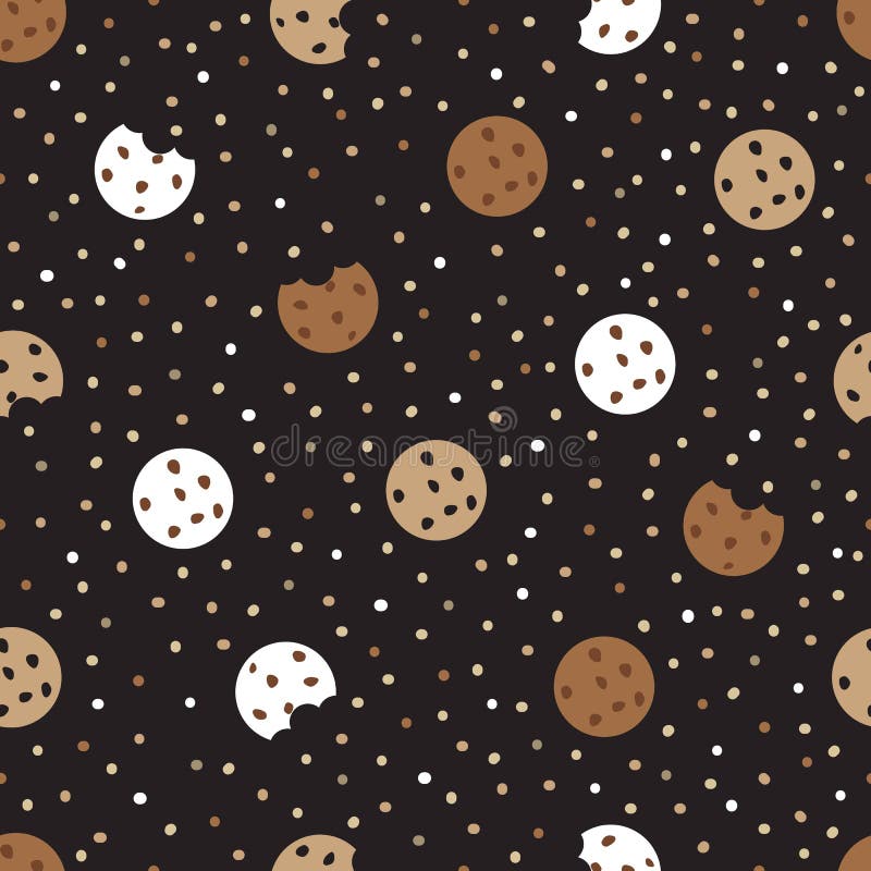 Chocolate Chips Cookies Snack Party Vector Seamless Pattern Stock ...