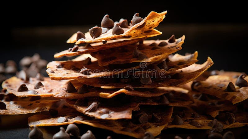 Chocolate Chips. Crispy Chips Coated in a Thin Layer of Chocolate Stock ...