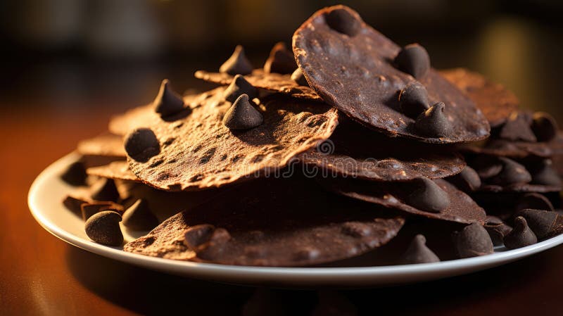 Chocolate Chips. Crispy Chips Coated in a Thin Layer of Chocolate Stock ...
