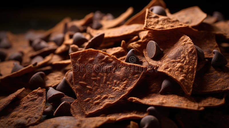 Chocolate Chips. Crispy Chips Coated in a Thin Layer of Chocolate Stock ...