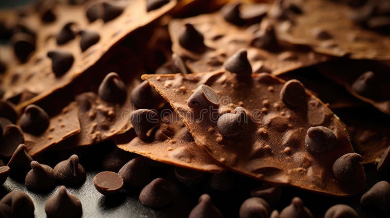 Chocolate Chips. Crispy Chips Coated in a Thin Layer of Chocolate Stock ...