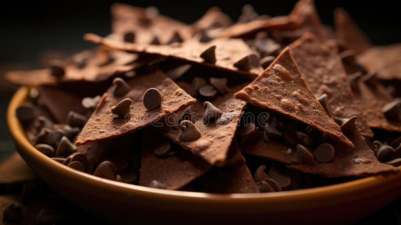 Chocolate Chips. Crispy Chips Coated in a Thin Layer of Chocolate Stock ...