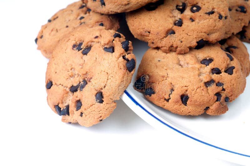 Chocolate Chips on plate stock image. Image of milk, small - 17792157