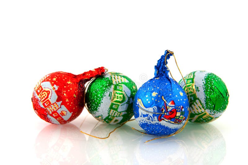 Chocolate Christmas balls stock image. Image of santa - 10562501