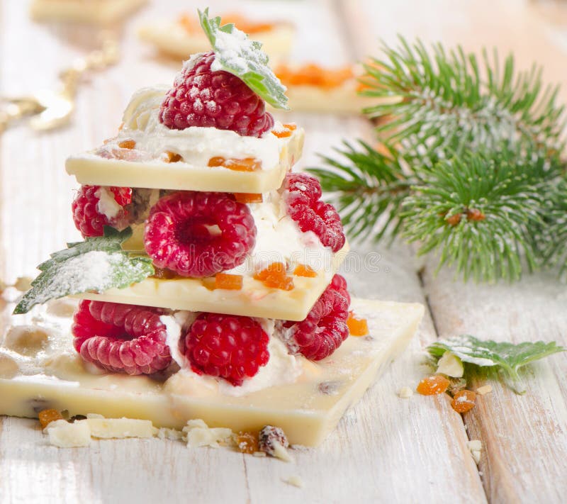 Chocolate Christmas Tree on a Wooden Table Stock Photo - Image of ...