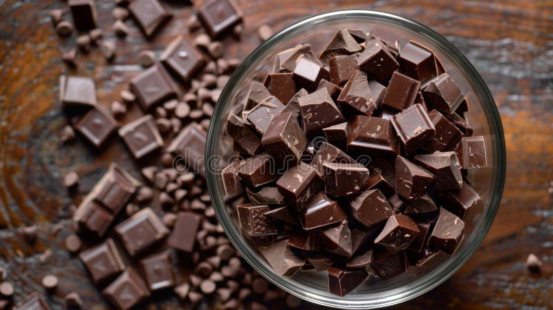 Chocolate Chunks and Chips in Bowl Stock Illustration - Illustration of ...