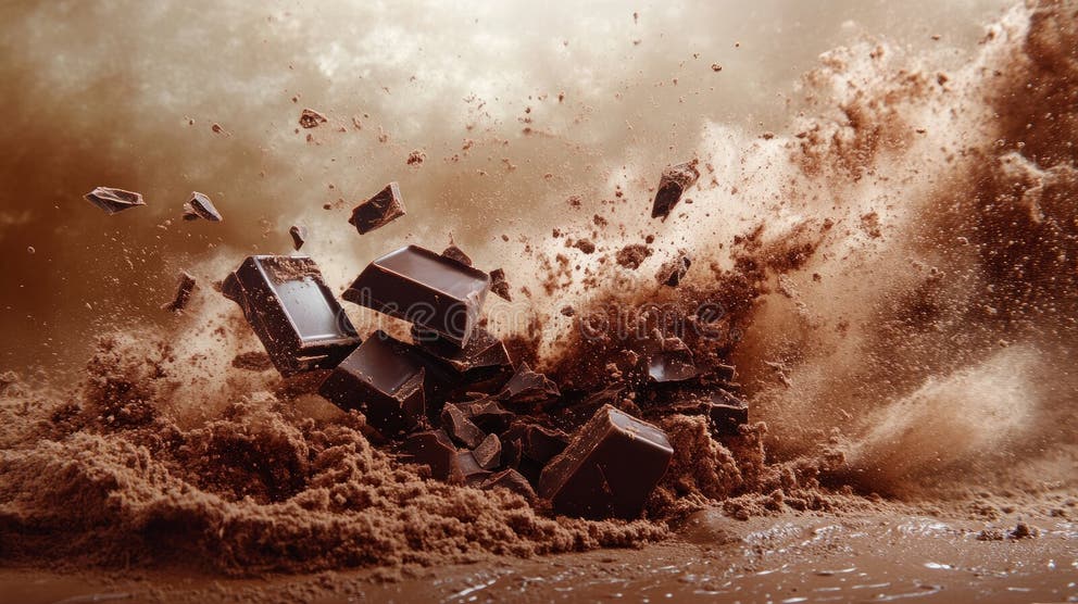 Chocolate Chunks Exploding in a Dynamic Splash Effect. Stock Image ...