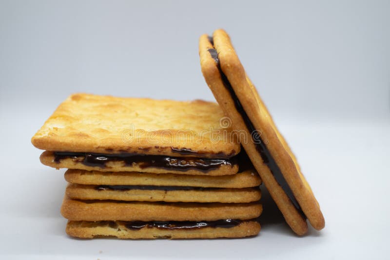 Chocolate Coated Biscuits Isolated on White Stock Photo - Image of ...