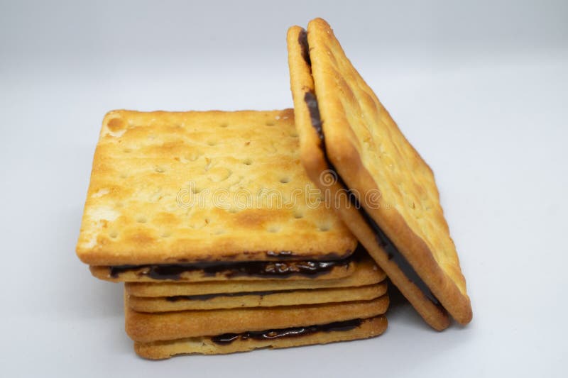 Chocolate Coated Biscuits Isolated on White Stock Photo - Image of ...