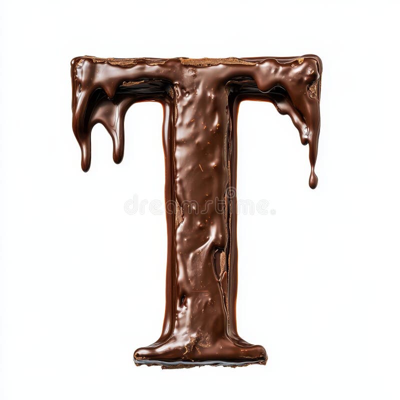 A Chocolate-coated Letter "T" with a Dripping Effect Stock Illustration ...