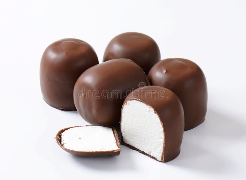 Chocolate-coated Marshmallow Treats Stock Photo - Image of cakes ...