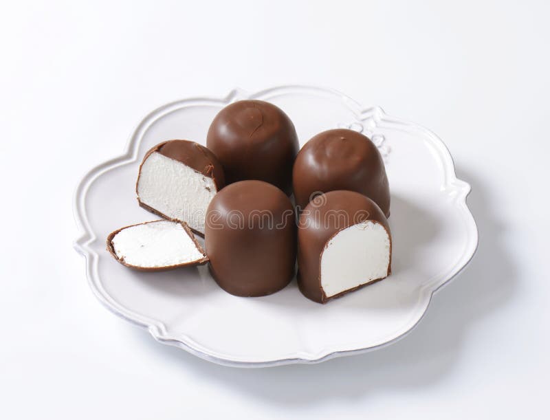Chocolate-coated Marshmallow Treats Stock Photo - Image of marshmallow ...