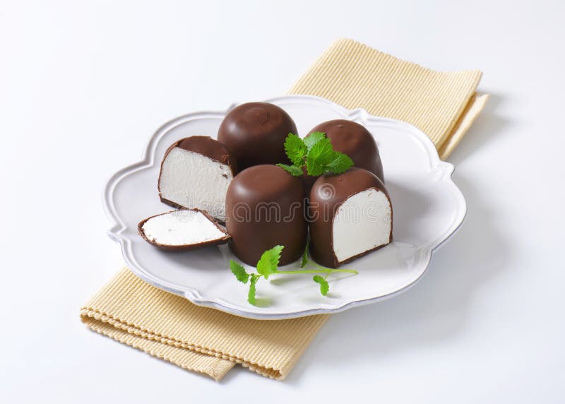 Chocolate-coated Marshmallow Treats Stock Photo - Image of chocolate ...