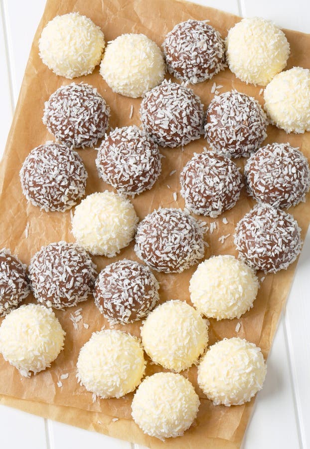 Chocolate Coconut Snowballs Stock Photo - Image of desiccated, bonbons ...