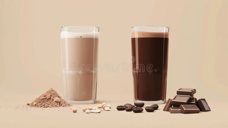 Chocolate and Coffee Flavored Protein Drinks with Ingredients on ...