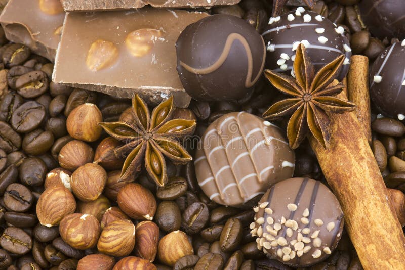 Chocolate, Coffee, Spices and Nuts Stock Image - Image of sweet, dark ...