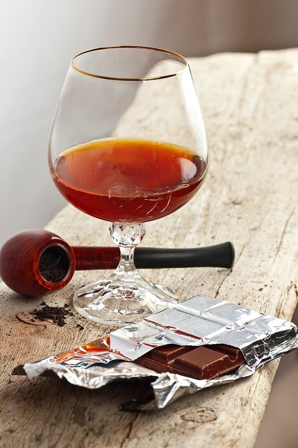 Chocolate and cognac stock photo. Image of cigar, smoke - 22362290