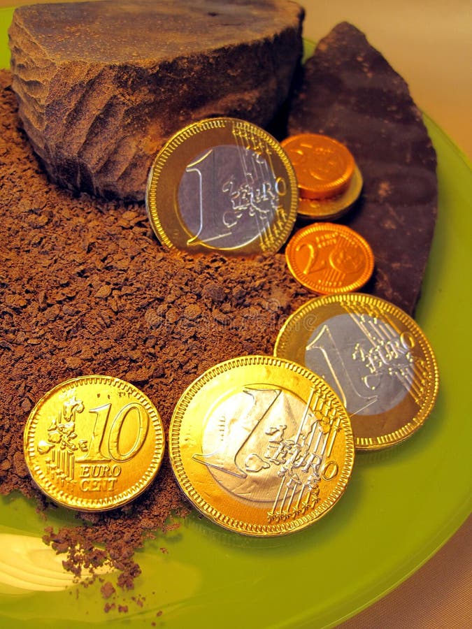Chocolate and coin stock photo. Image of detail, coins - 23841096
