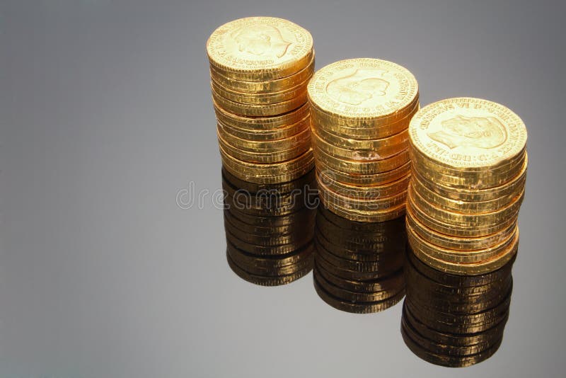 Chocolate Coins stock image. Image of reflection, stack - 16761781