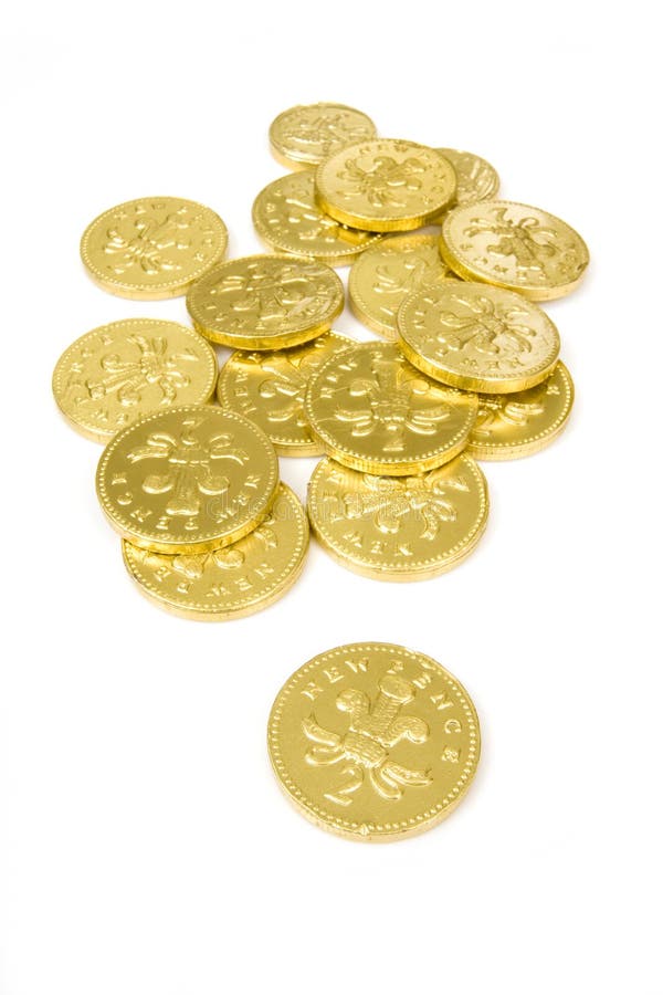 Gold chocolate coins stock photo. Image of stacks, gold - 6893064