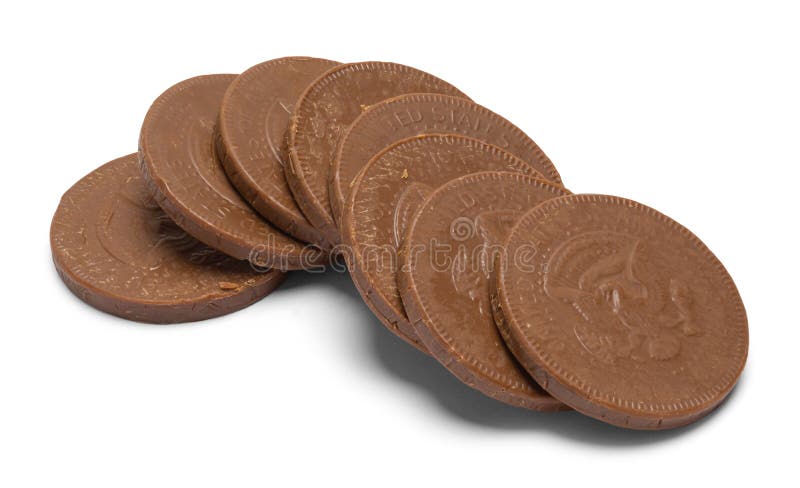 Chocolate Coins stock image. Image of isolated, chocolate - 185214131
