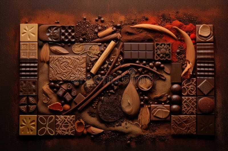 Chocolate Collage Using Chocolate Textures and Sweets Stock ...