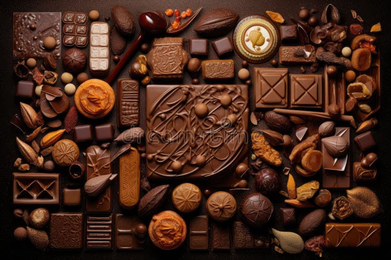 Chocolate Collage Using Chocolate Textures and Sweets Stock ...