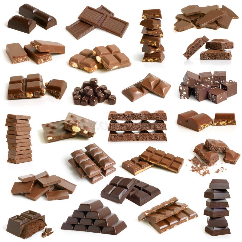 Chocolate collage stock photo. Image of assortment, powder - 18736546