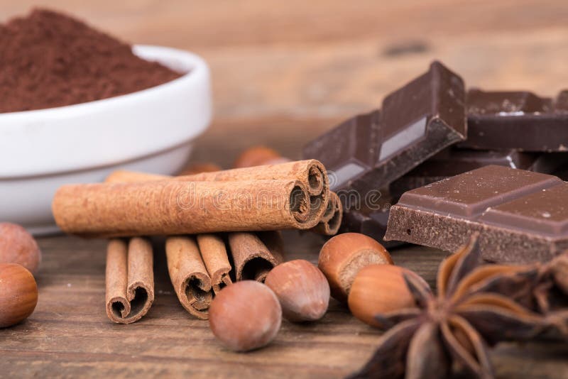 Composition of Chocolate Hazelnut Spread, Hazelnuts, Chocolate a Stock ...