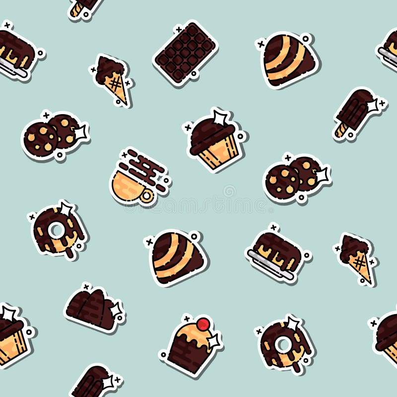 Chocolate Concept Icons Pattern Stock Vector - Illustration of caffeine ...
