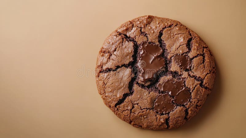 Chocolate Cookie on a Plain Beige Background. Stock Image - Image of ...