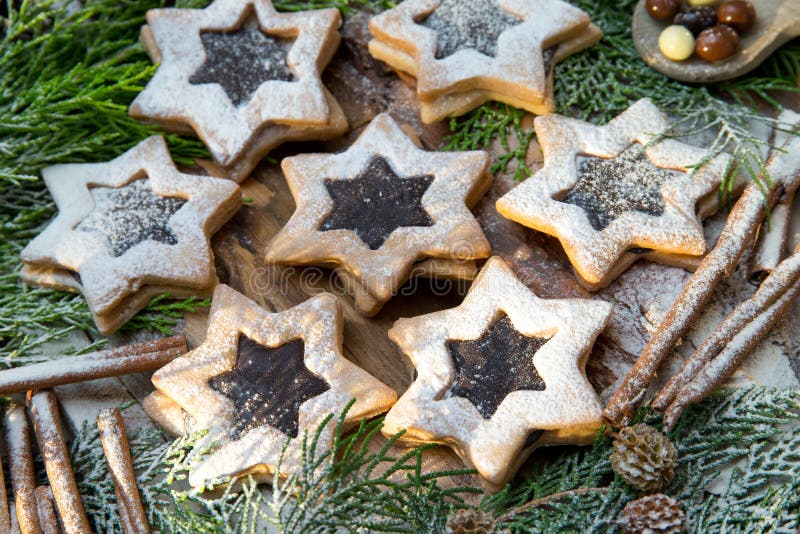 Chocolate and Cookies Christmas Stock Image - Image of hearts, bowl ...
