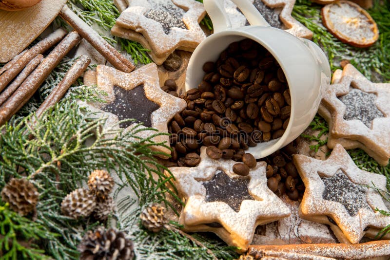 Chocolate and Cookies Christmas Stock Photo - Image of light, glass ...