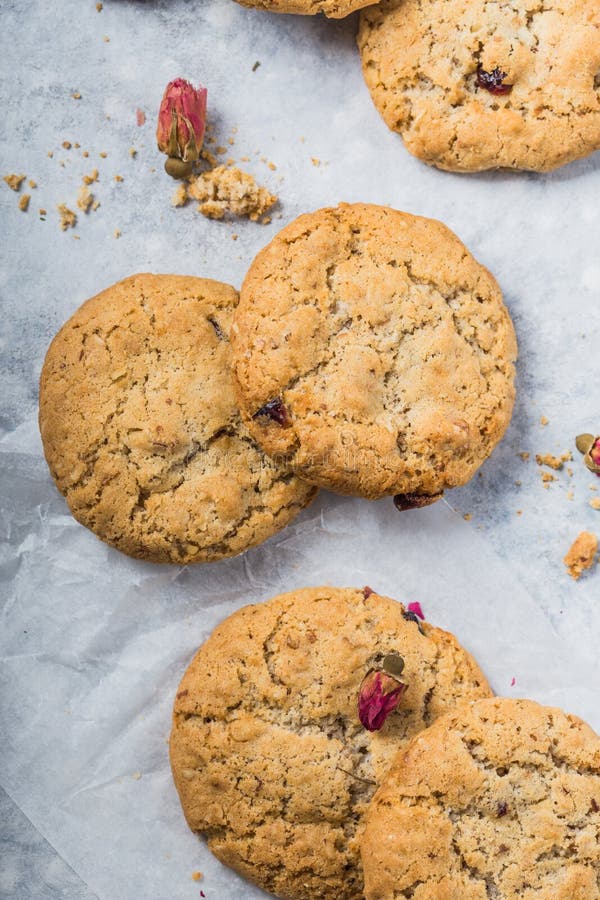 Chocolate Cookies on Concrete Table Stock Photo - Image of food, copy ...
