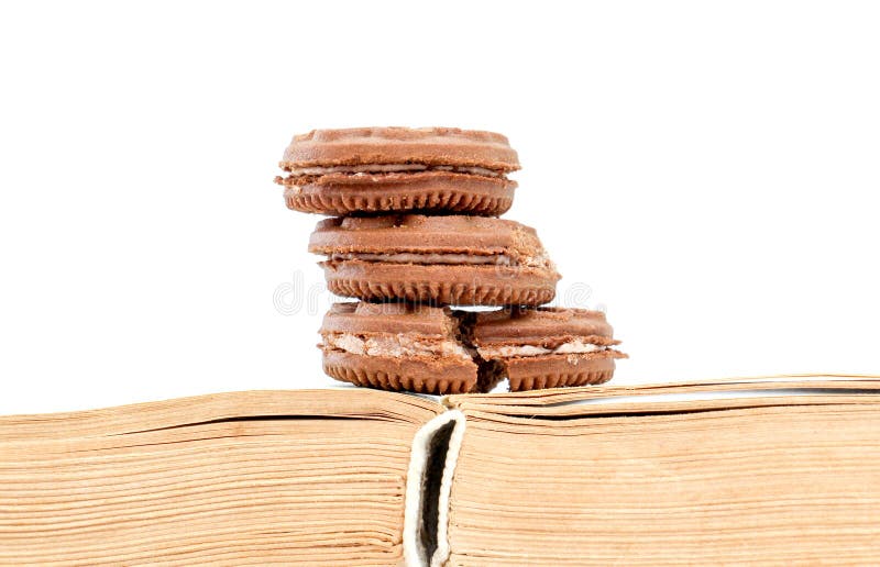 Chocolate Cookies with Cream Filling Isolated on White Background ...