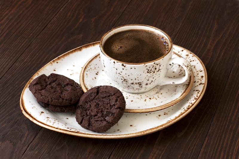 Chocolate Cookies and Cup of Aromatic Coffee Stock Photo - Image of ...