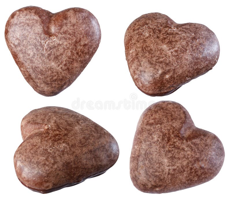 Chocolate Cookies in Heart Shape Isolate on a White Background, Stock ...