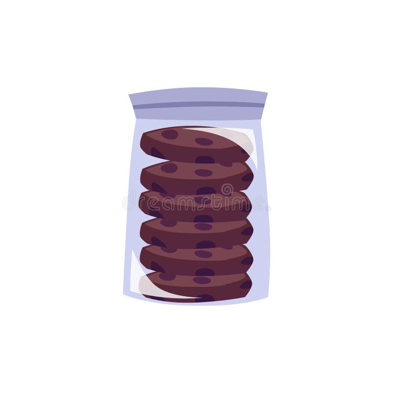 Chocolate Cookies Packed in Zip Pack Flat Vector Illustration Isolated ...