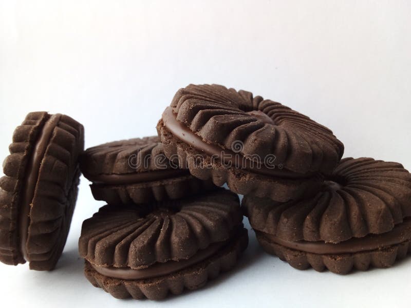 5 Chocolate Cookies on White Stock Photo - Image of baking, snack ...