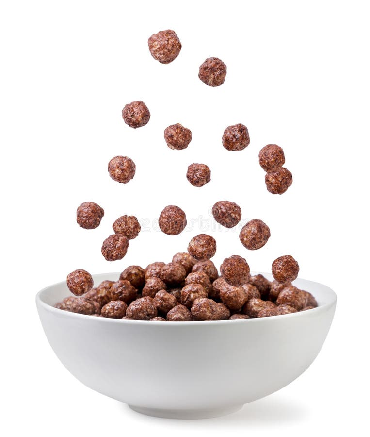 Chocolate Corn Balls Falling into a Plate on a White Background ...