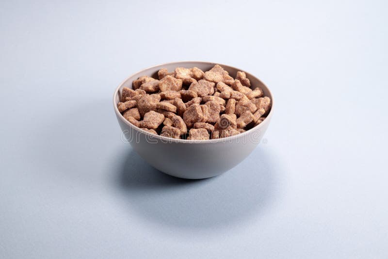 Chocolate Corn Snacks Pads, Dry Breakfast in a Bowl on a Gray ...