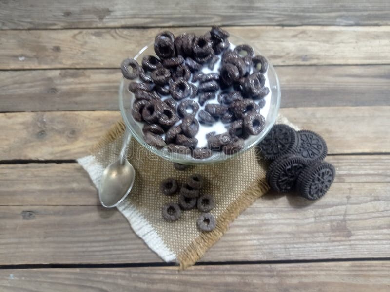 Chocolate Cornflakes with Milk Stock Image - Image of parsley, still ...