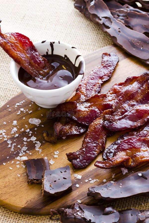 Chocolate covered bacon stock image. Image of premium - 30770437
