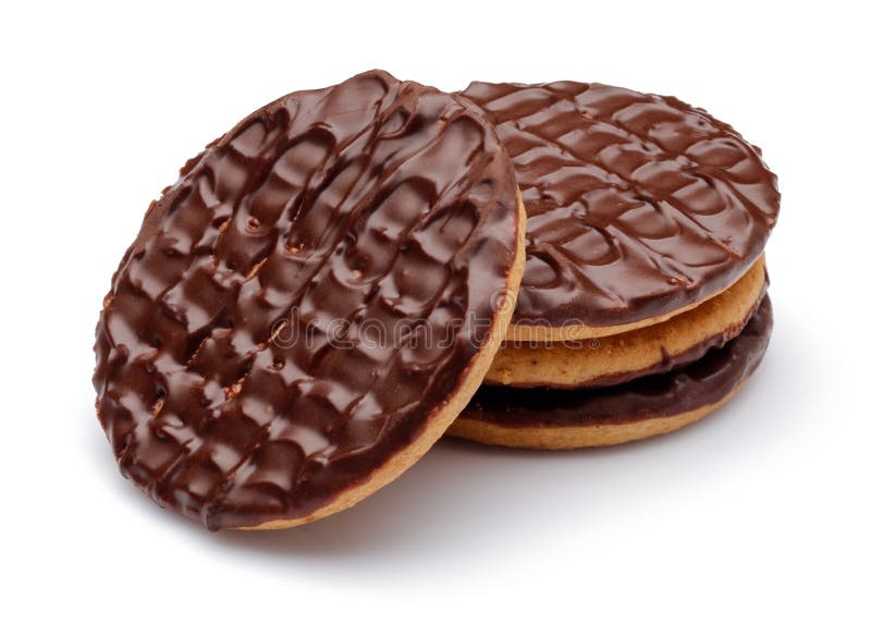 Chocolate Covered Biscuits Isolated on White Stock Image - Image of ...