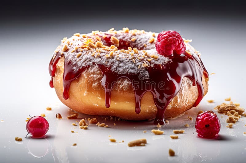 A Chocolate Covered Donut Sitting on Top of a Table. AI Generative ...