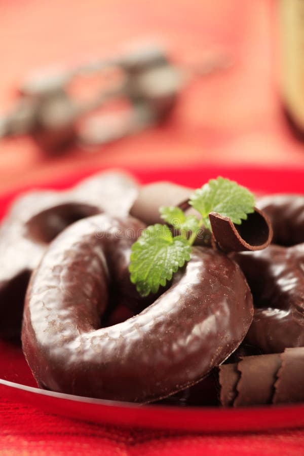 Chocolate Covered Gingerbread Cookies Stock Image - Image of treat ...