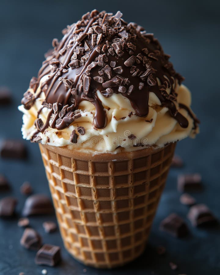 A Chocolate Covered Ice Cream Cone with Chocolate Sprinkles on Top ...