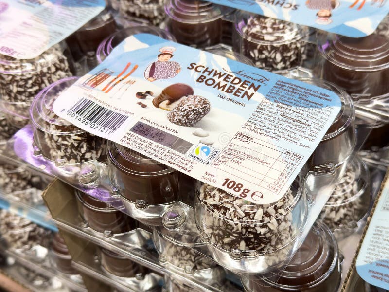Chocolate-covered Marshmallow Snacks in Plastic Packaging with Coconut ...