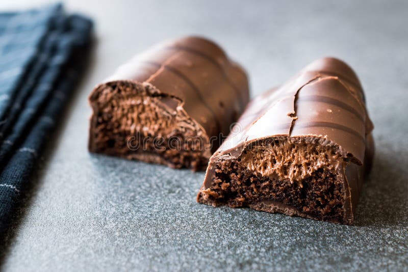 Chocolate Covered Mousse Bar. Half Cut Stock Image - Image of candy ...